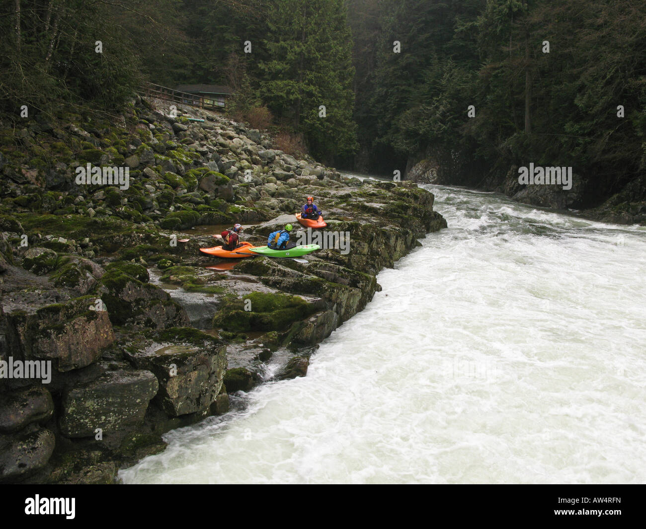 White water kayaking on the Capilano River North Vancouver, BC, Canada ...