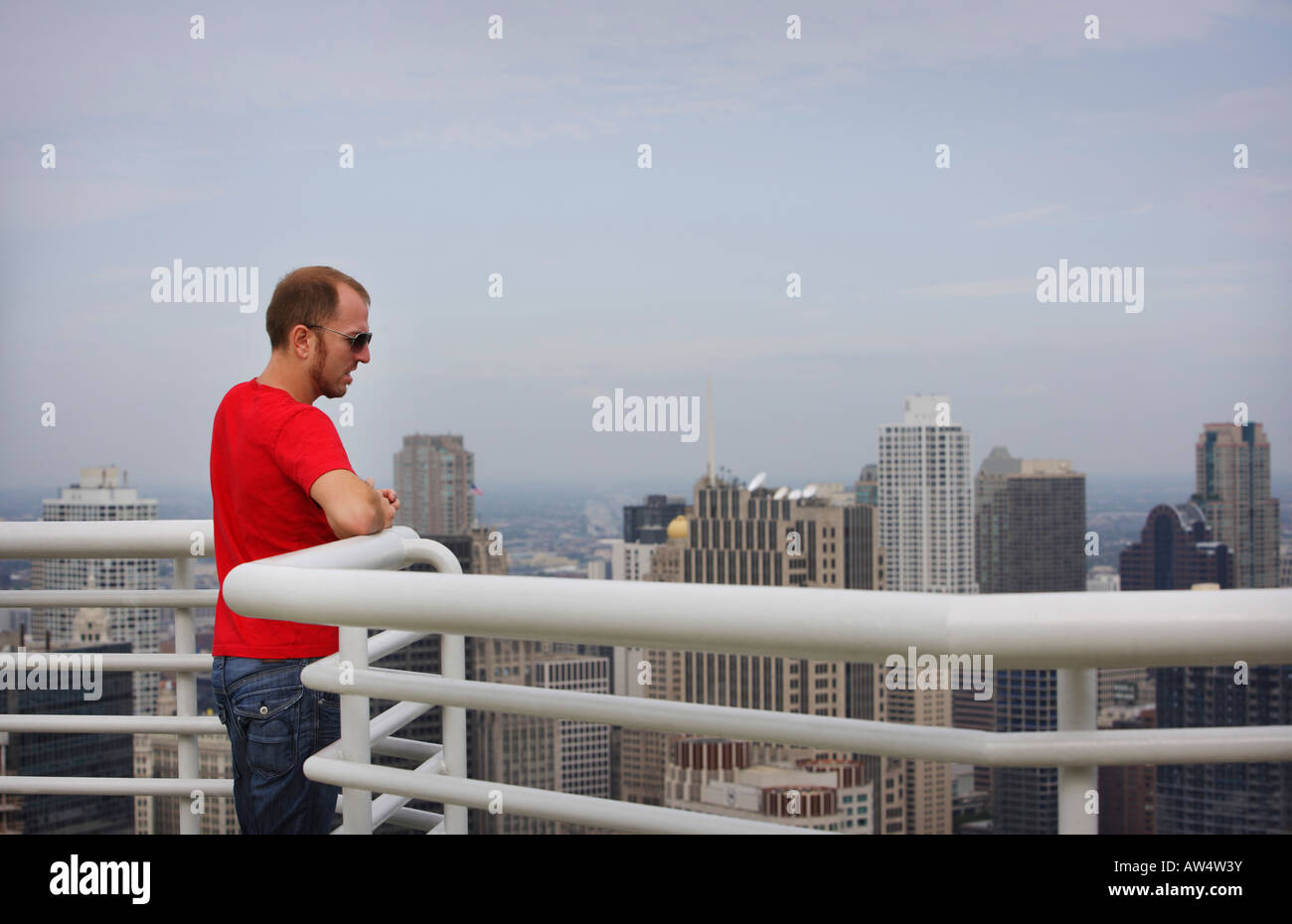 A man viewing downtown Chicago Stock Photo - Alamy