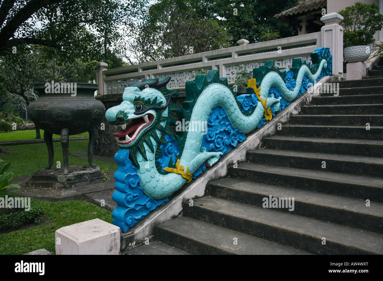 Elaborate staircase leading to the TEMPLE OF KING HUNG VUONG HO CHI ...