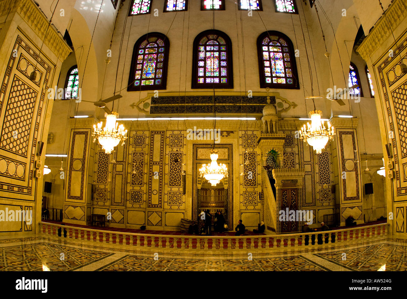 the interior of the Omayyad Mosque in Damascus, Syria Stock Photo - Alamy