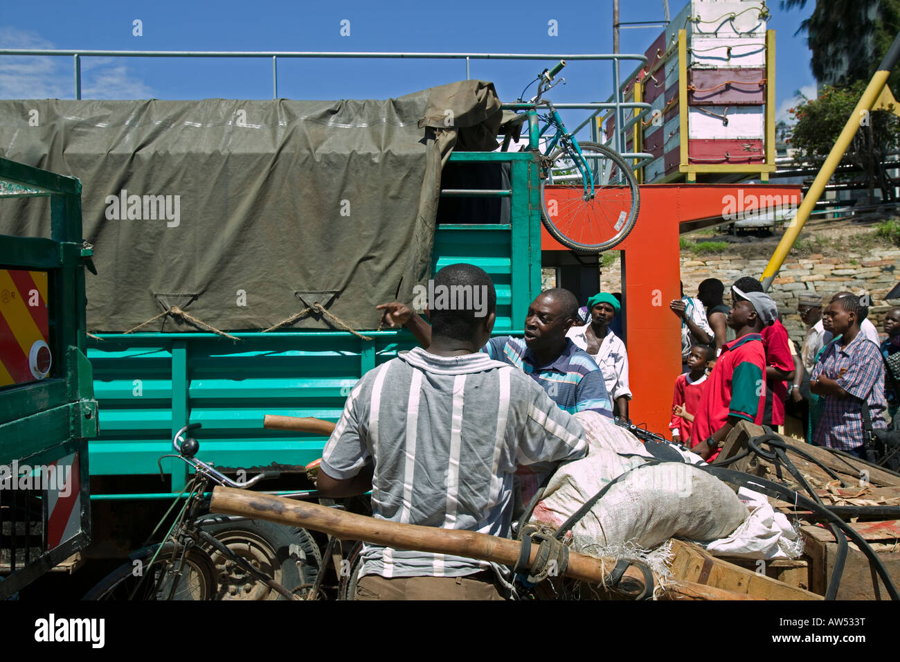 Africa Kenya Mombasa Passengers board the crowded Likoni Ferry heading ...