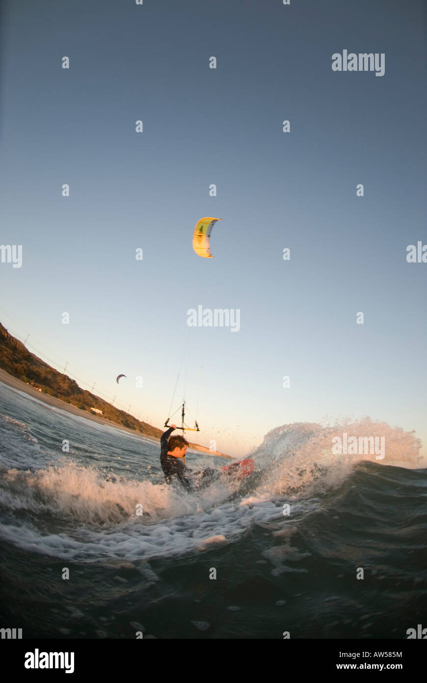 A male kite surfing Stock Photo - Alamy
