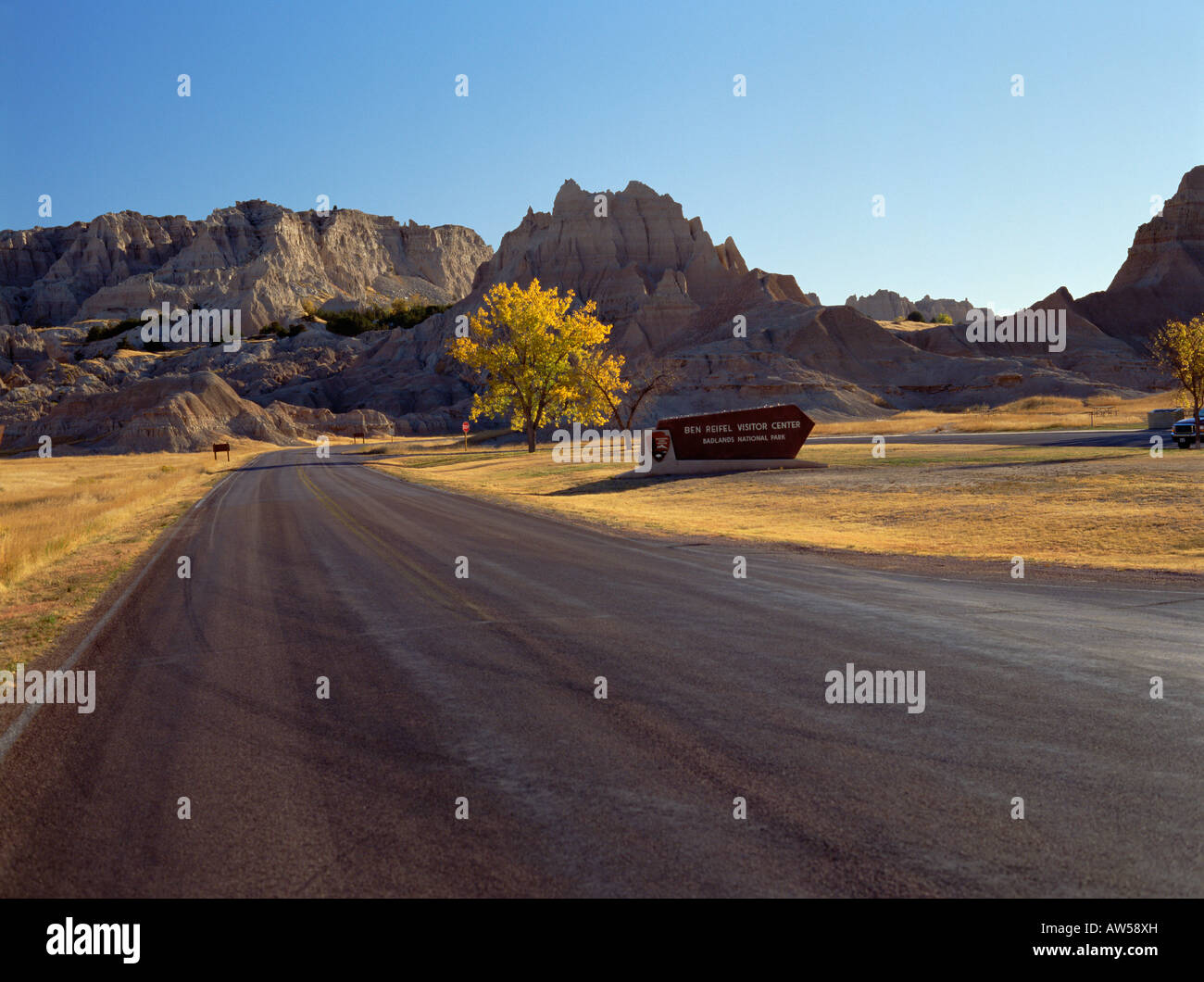 Badlands Road Sign Stock Photo - Alamy