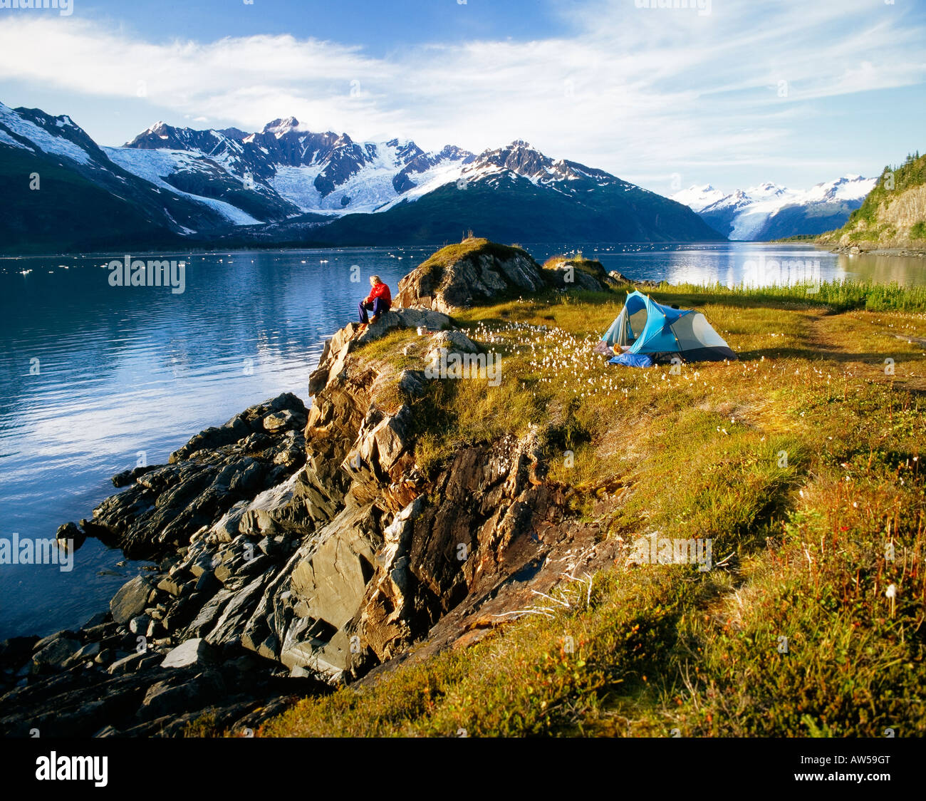 Camping in Harriman Fiord Alaska Stock Photo - Alamy