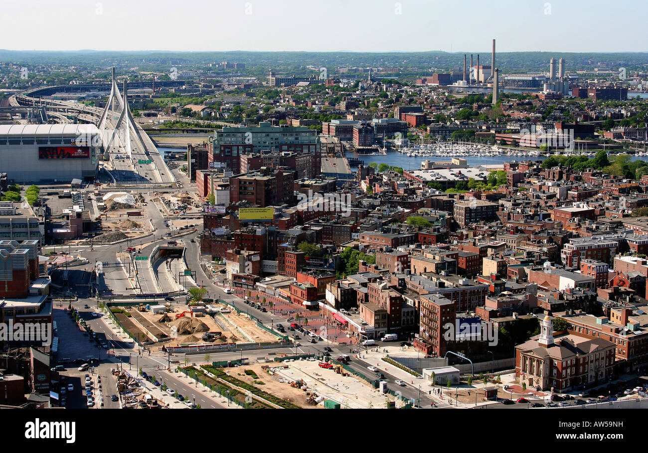 An aerial view of the North End neighborhood in Boston Massachusetts ...