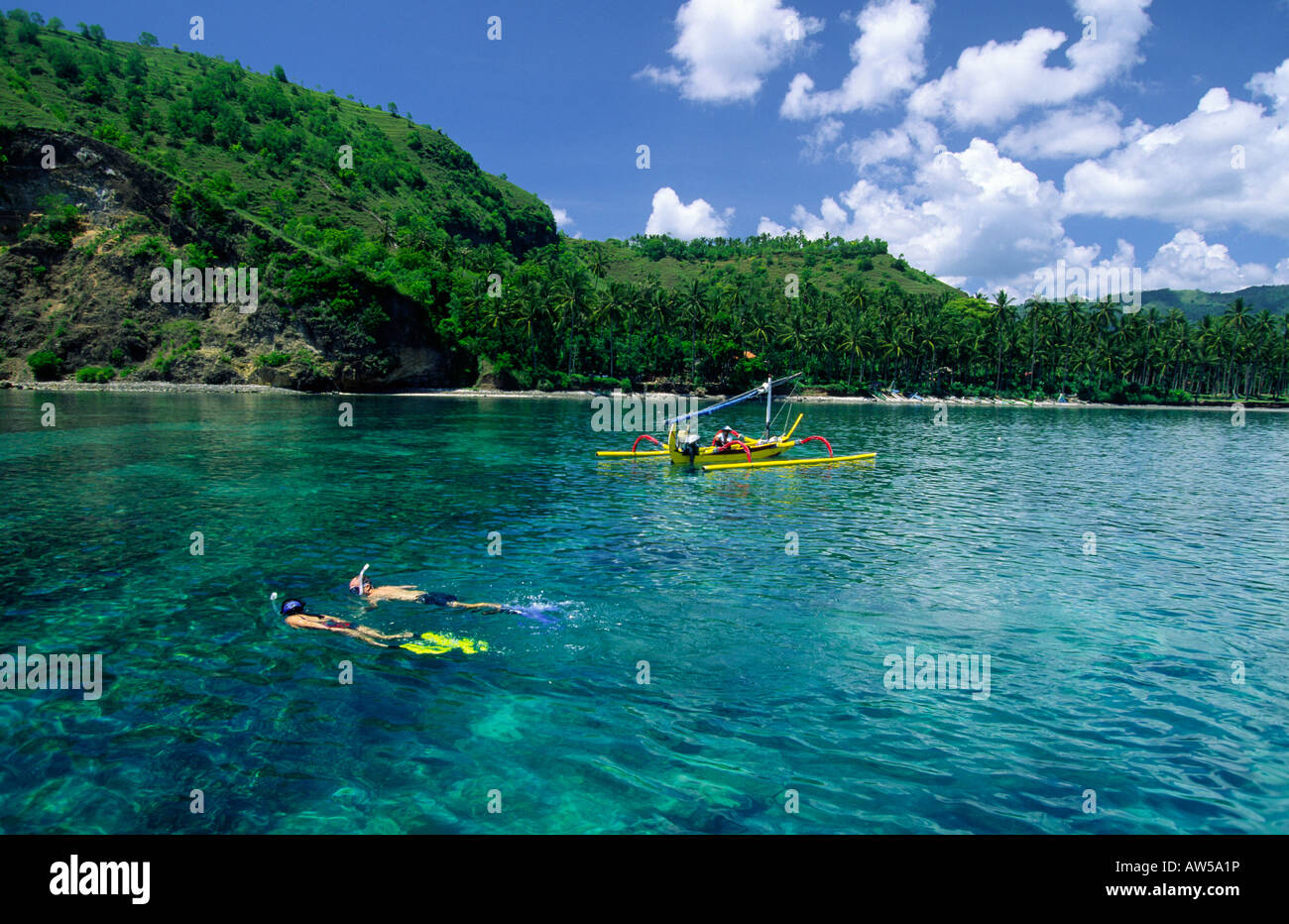 Snorkeling in Amuk Bay Bali Indonesia Stock Photo - Alamy