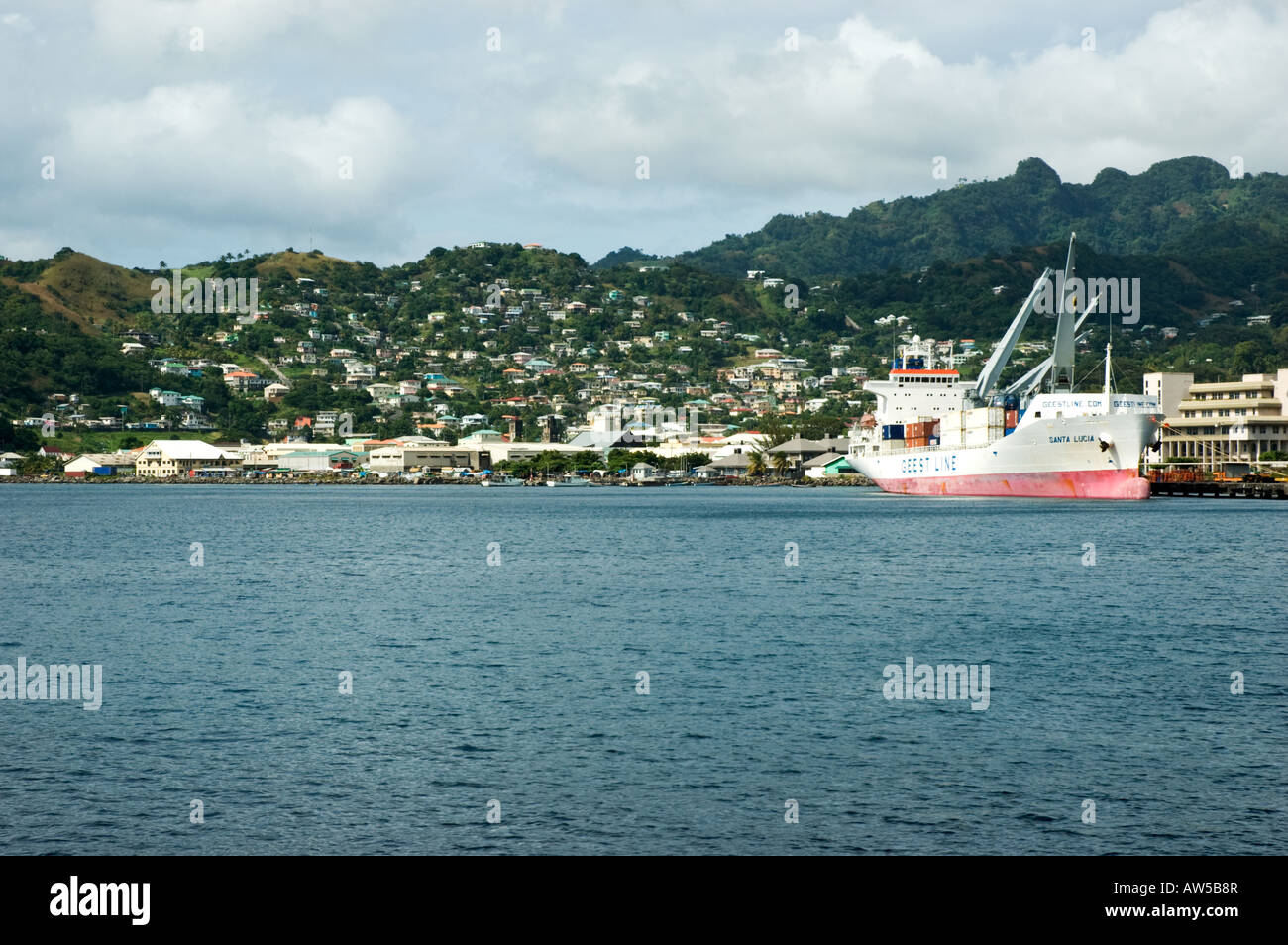 Small Container Ship moore in Kingstown Harbour Stock Photo - Alamy