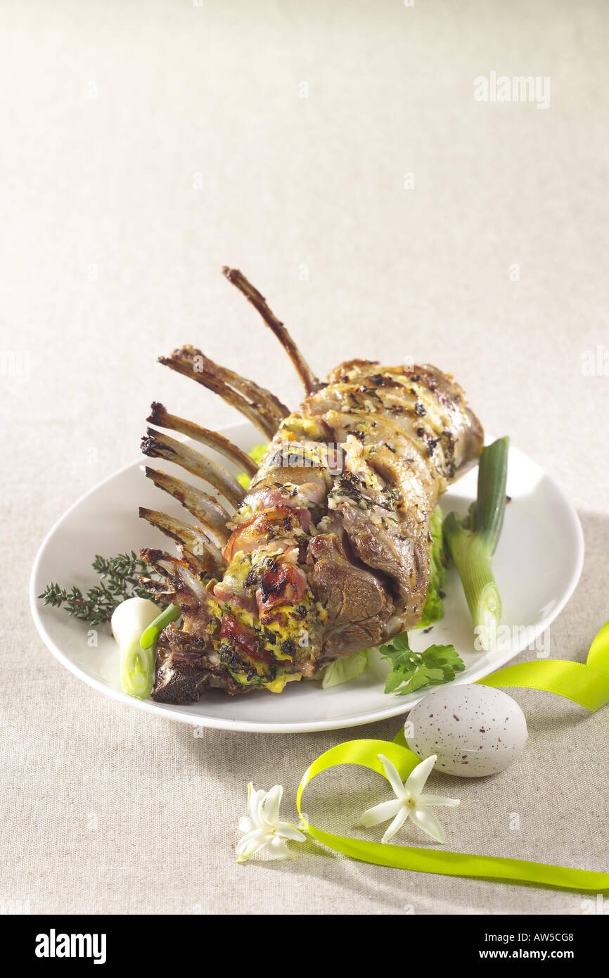 Roast saddle of lamb hi-res stock photography and images - Alamy