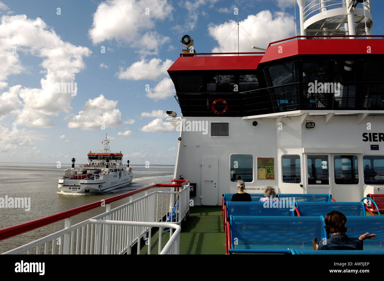 Boat ship ferry from Holwerd (Friesland) to Island Ameland Wadden 2007 ...