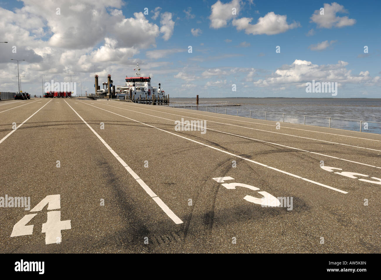 Landing stage Holwerd for Ferry ship Holwerd> to Ameland Stock Photo ...