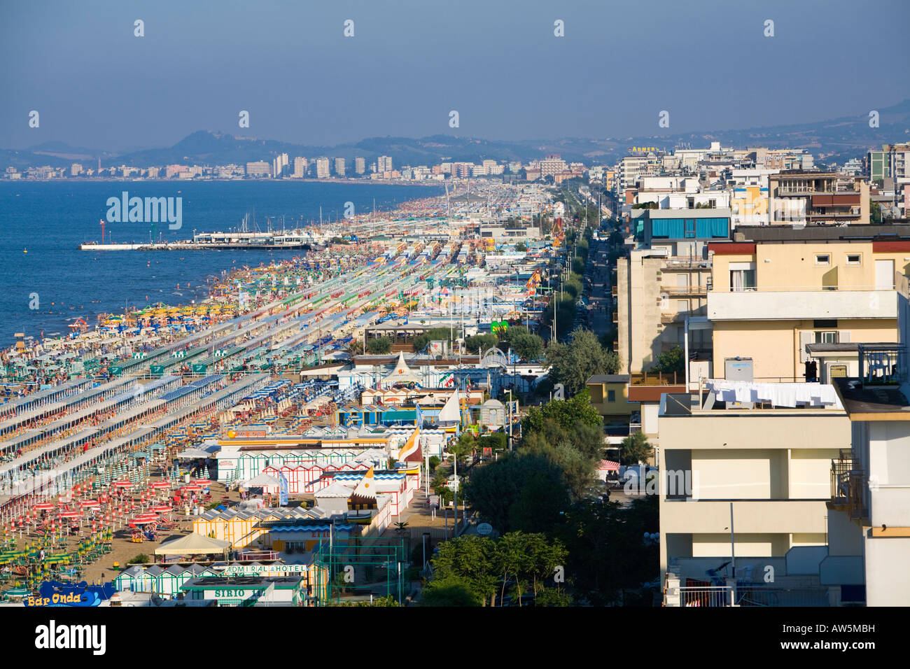 Rimini and Riccioni beaches Emilia Romagna Italy Stock Photo - Alamy