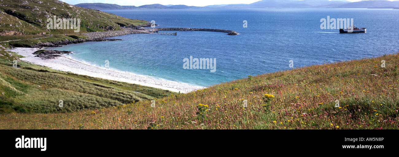CalMac ferry leaving Prince Charlies bay Island of Eriskay for Barra ...