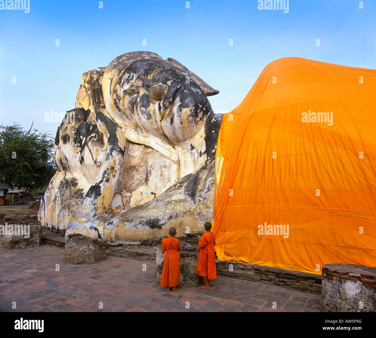 Thailand, Ayutthaya, Ayutthaya Historical Park, Wat Lokaya Sutha Monk ...