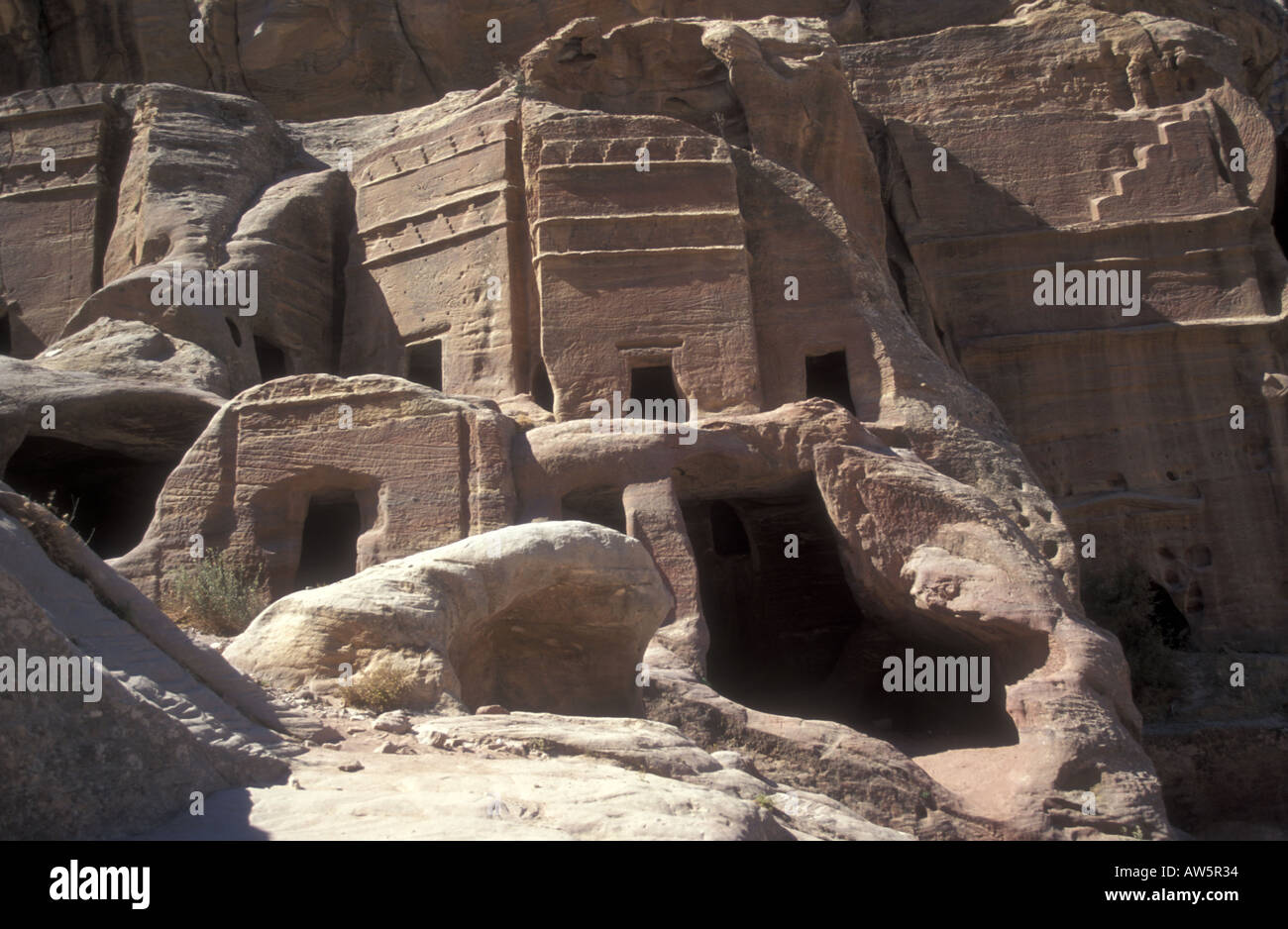 Box tombs in the Nabataean city of Petra, south west Jordan Stock Photo ...