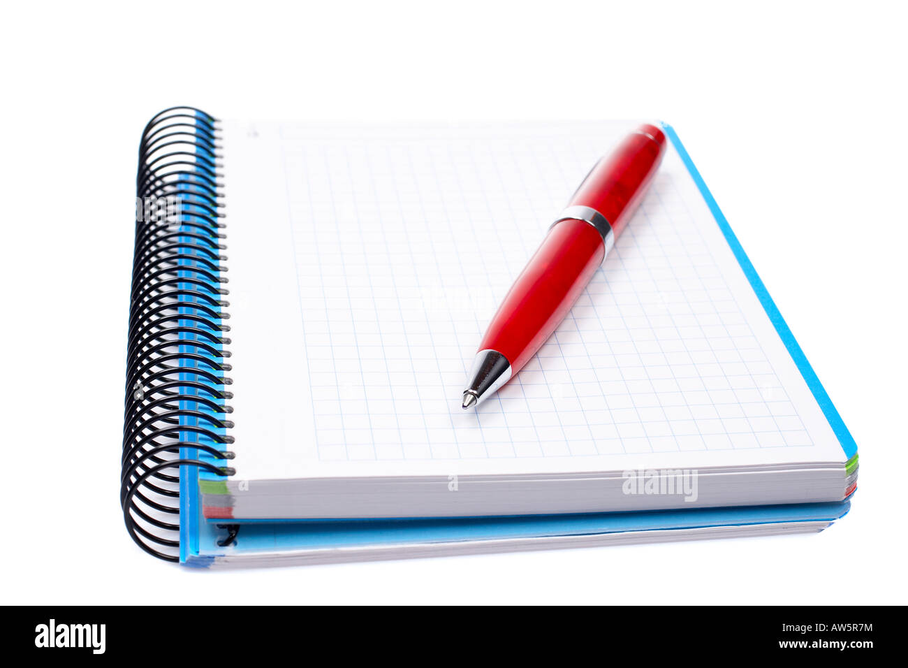 Pen and blank notebook sheet on white background Stock Photo - Alamy