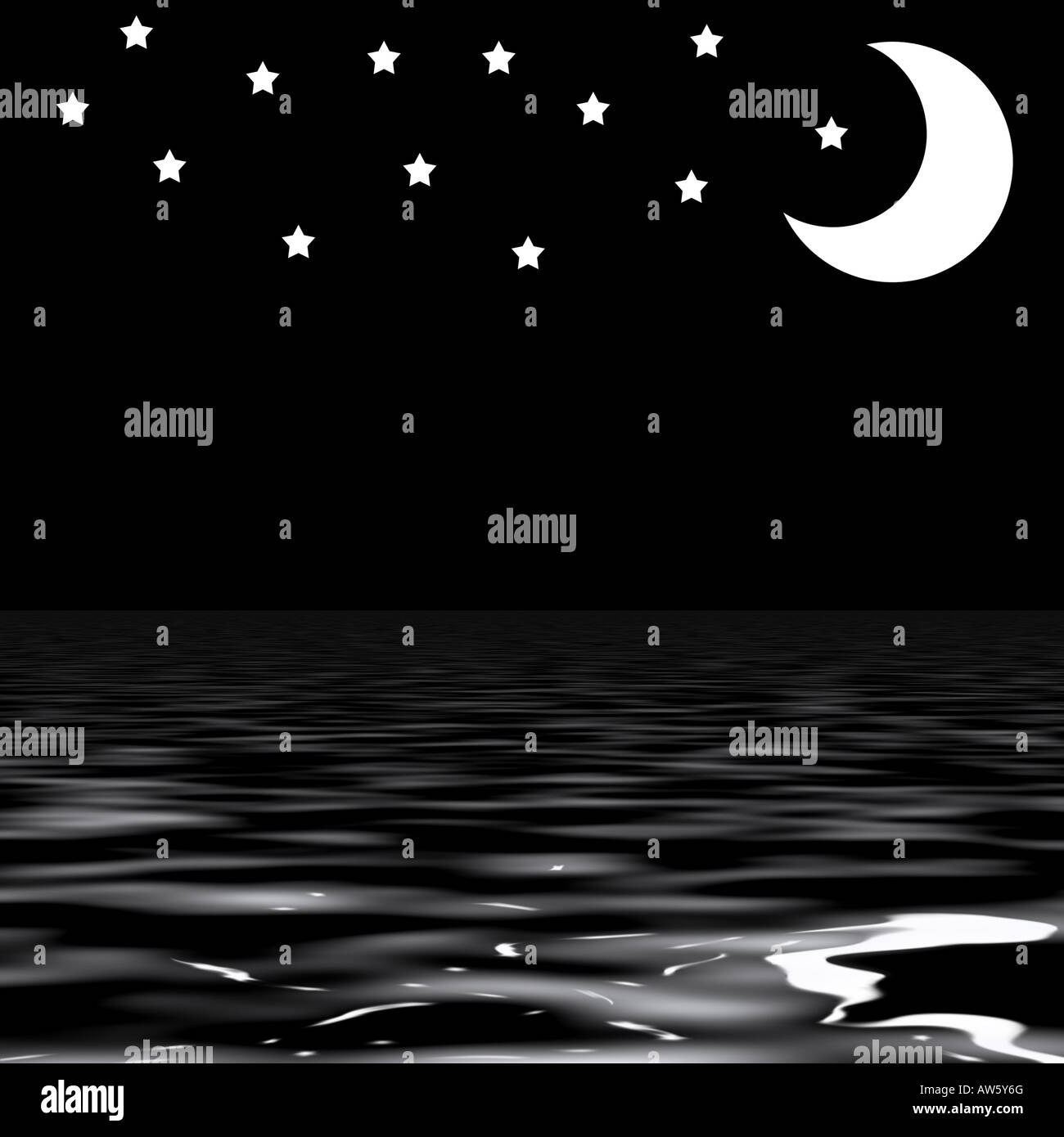 Stars and moon above sea Stock Photo - Alamy