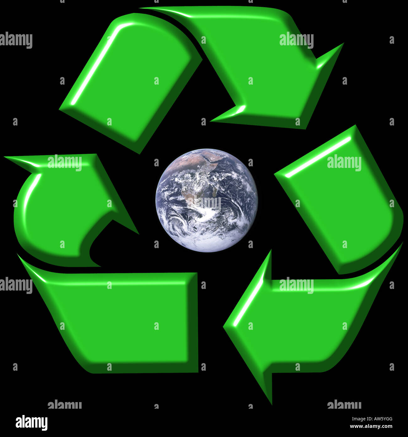 Recycling symbol surrounding earth Stock Photo - Alamy
