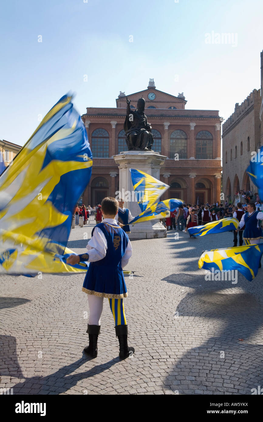 Medieval flag waving and display contest in Rimini Emilia Romagna Italy ...