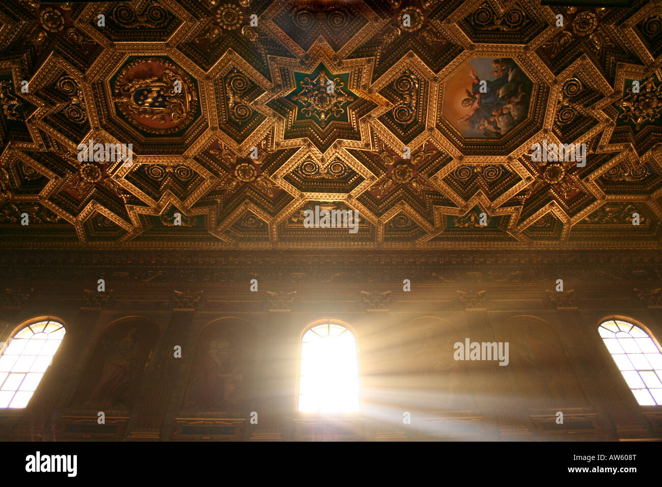 Beautiful Interior of Santa Maria church in Trastevere Rome Italy Stock ...