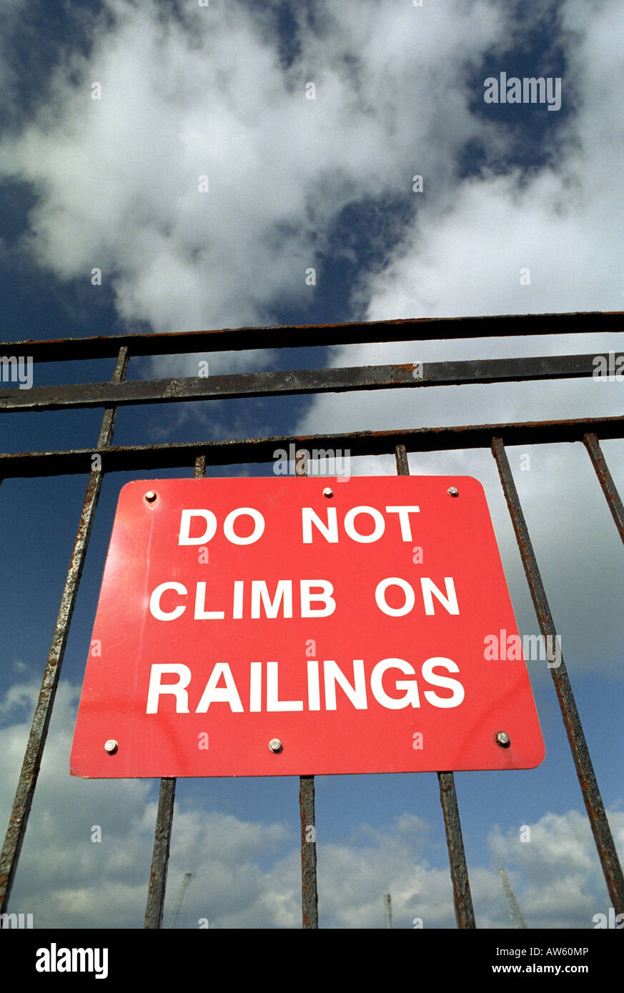 do not climb the railings in falmouth cornwall over the docks Stock ...