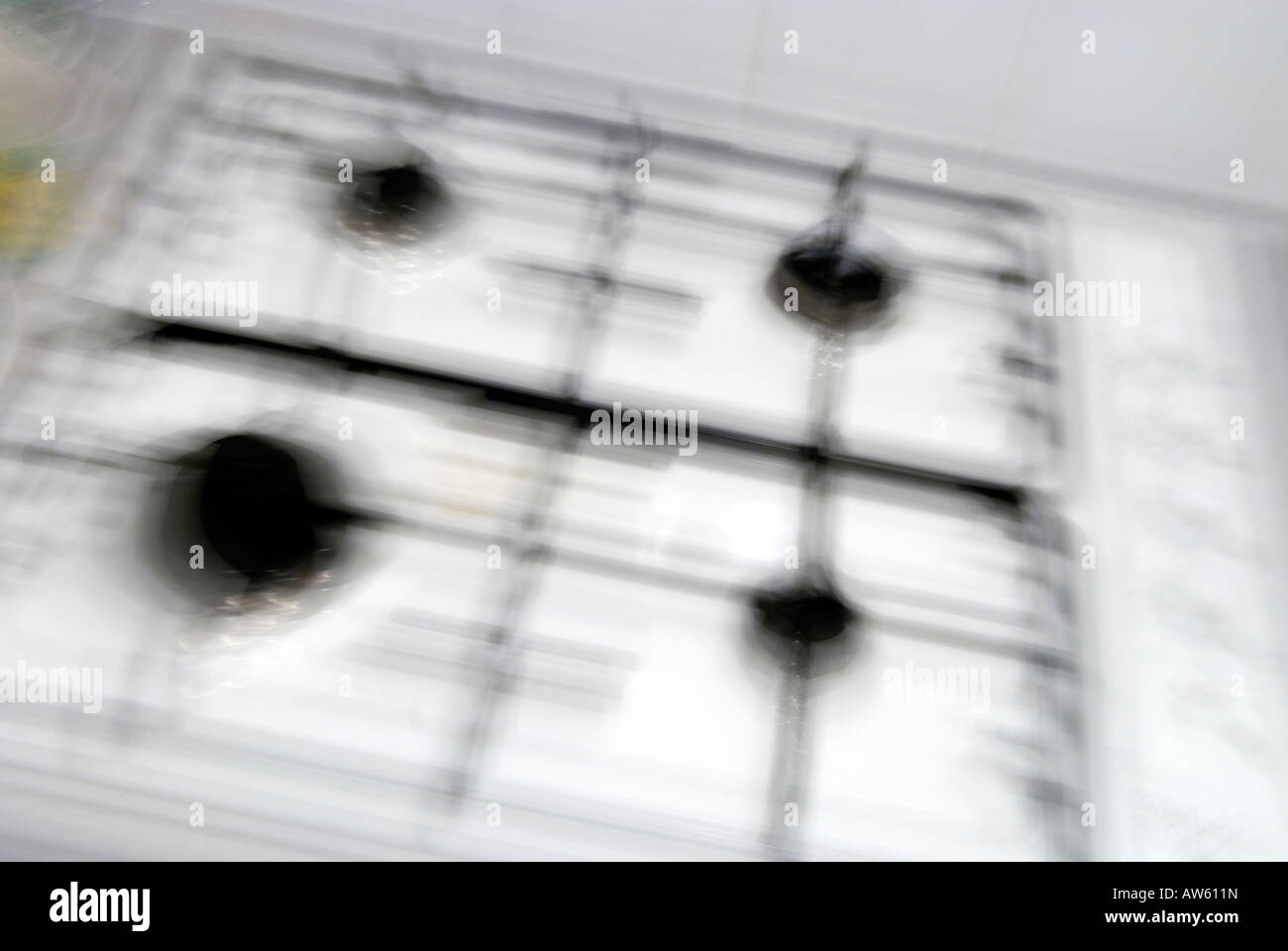 a white gas cooking hob in a uk kitchen Stock Photo - Alamy