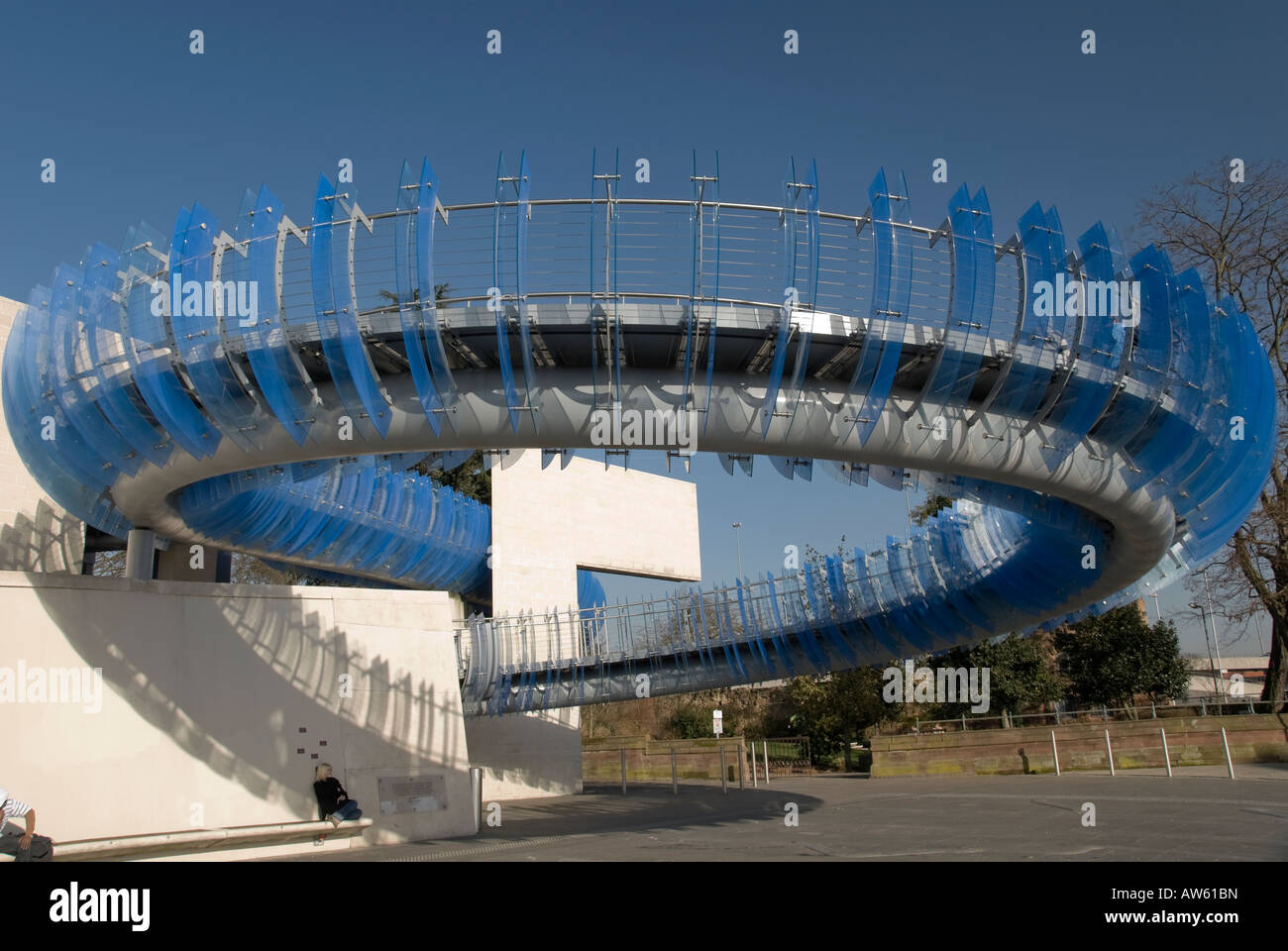coventry city centre blue foot bridge which leads to the transport ...