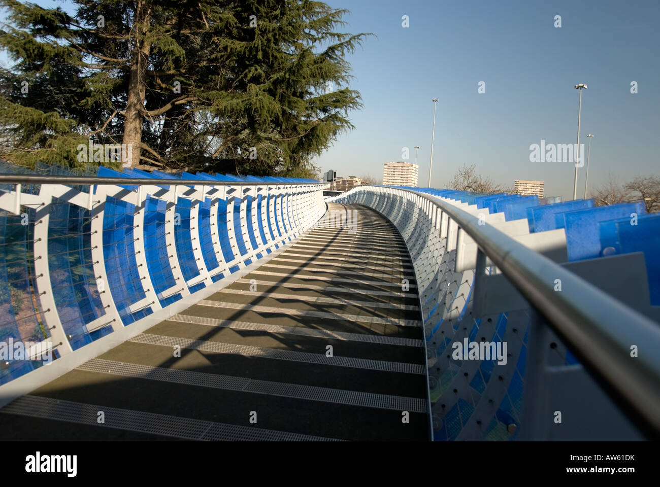 coventry city centre blue foot bridge which leads to the transport ...