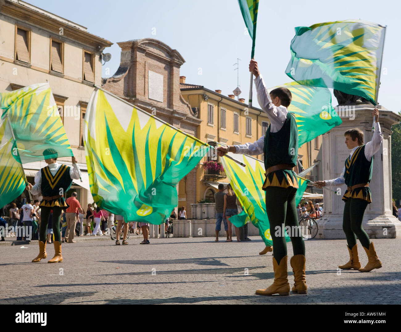 Medieval flag waving and display contest in Rimini Emilia Romagna Italy ...