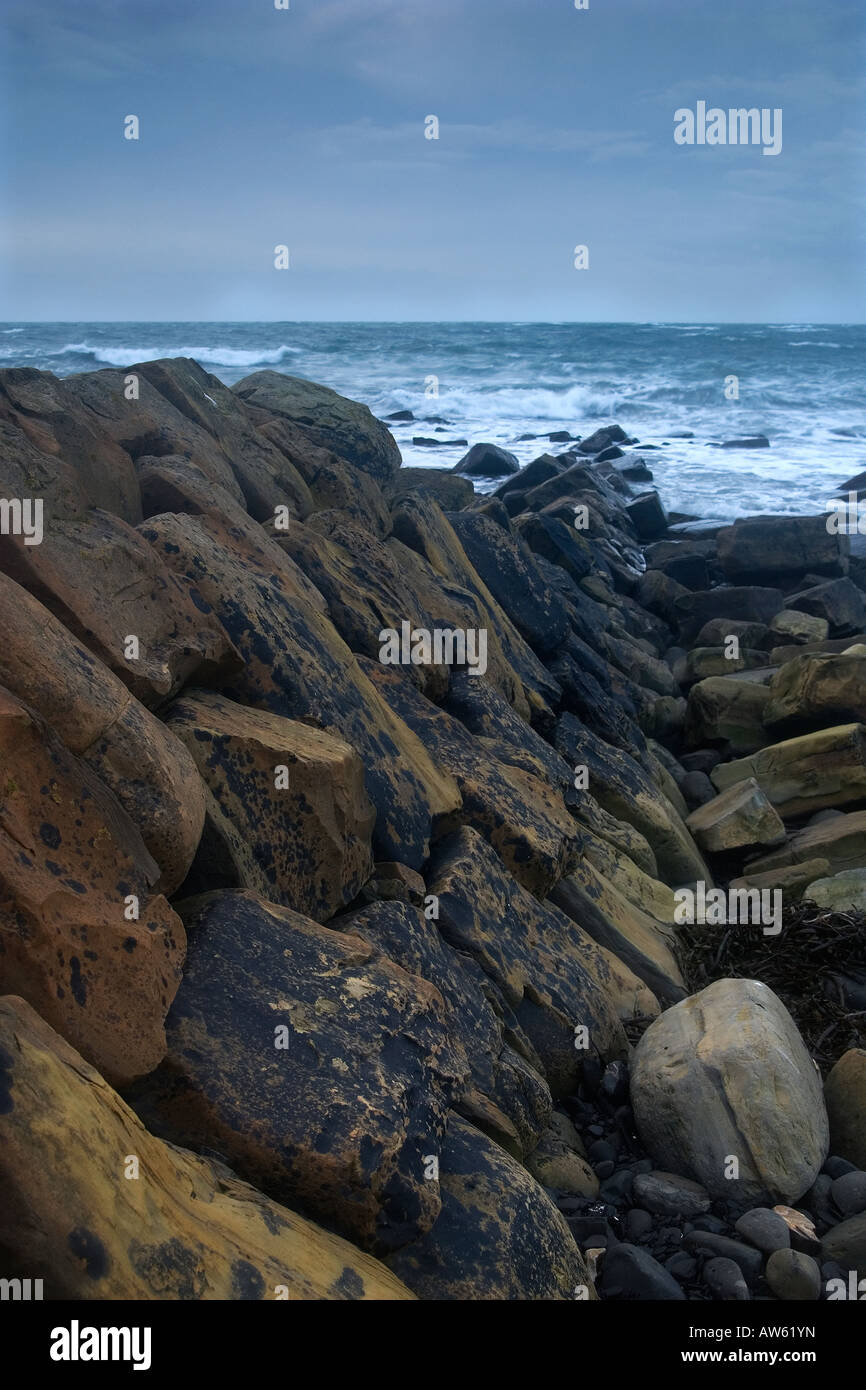 Rock sea defence at Kimmeridge Bay Purbeck Dorset England Stock Photo ...