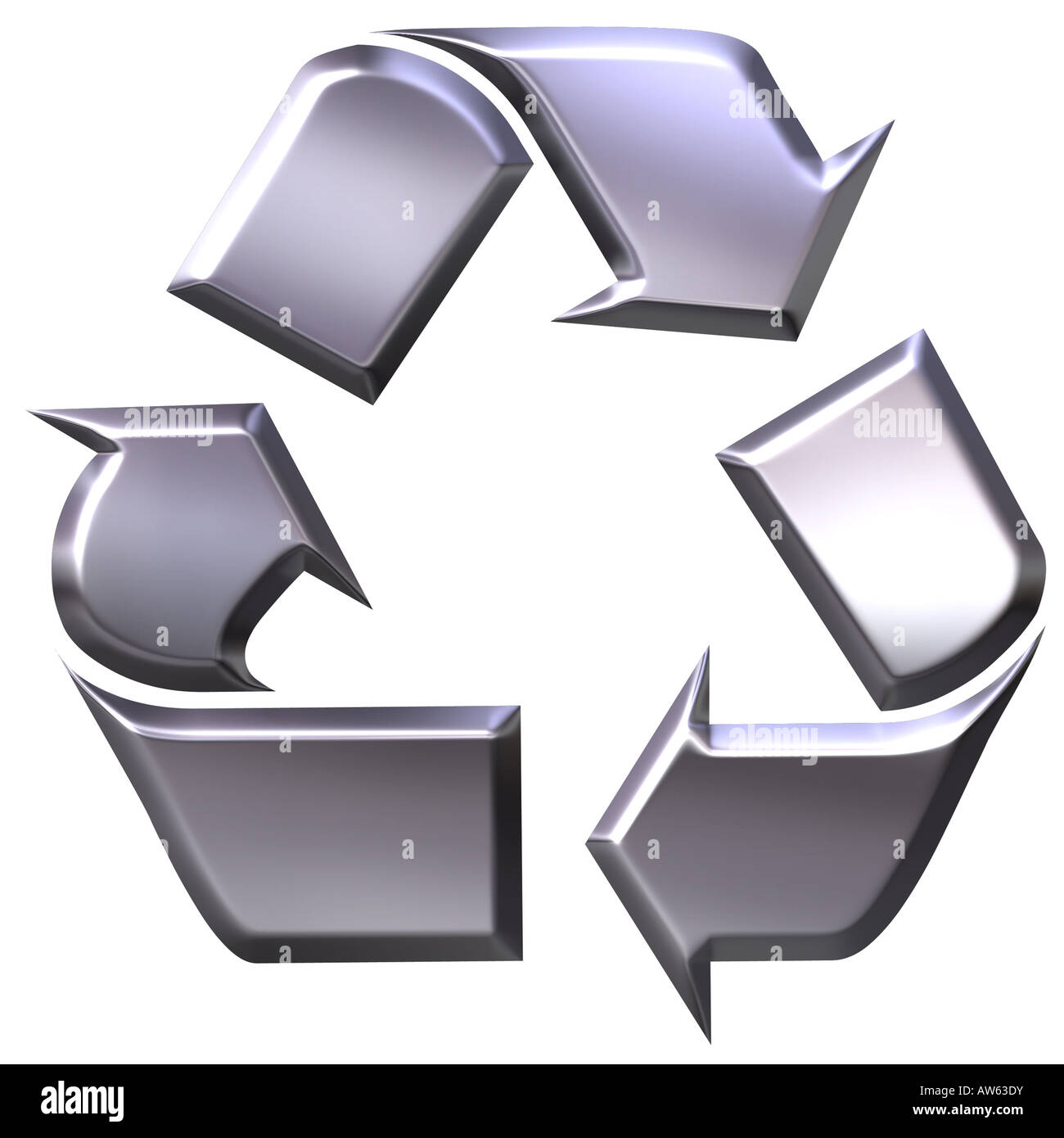 3d silver recycling symbol for metals Stock Photo - Alamy