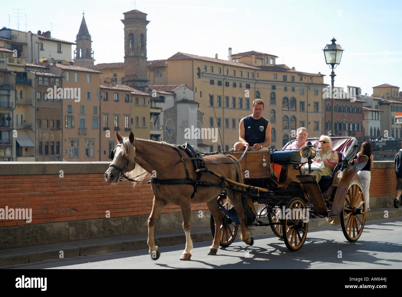 Florence Italy a Carriage ride down by the River Arno, Italy Stock ...