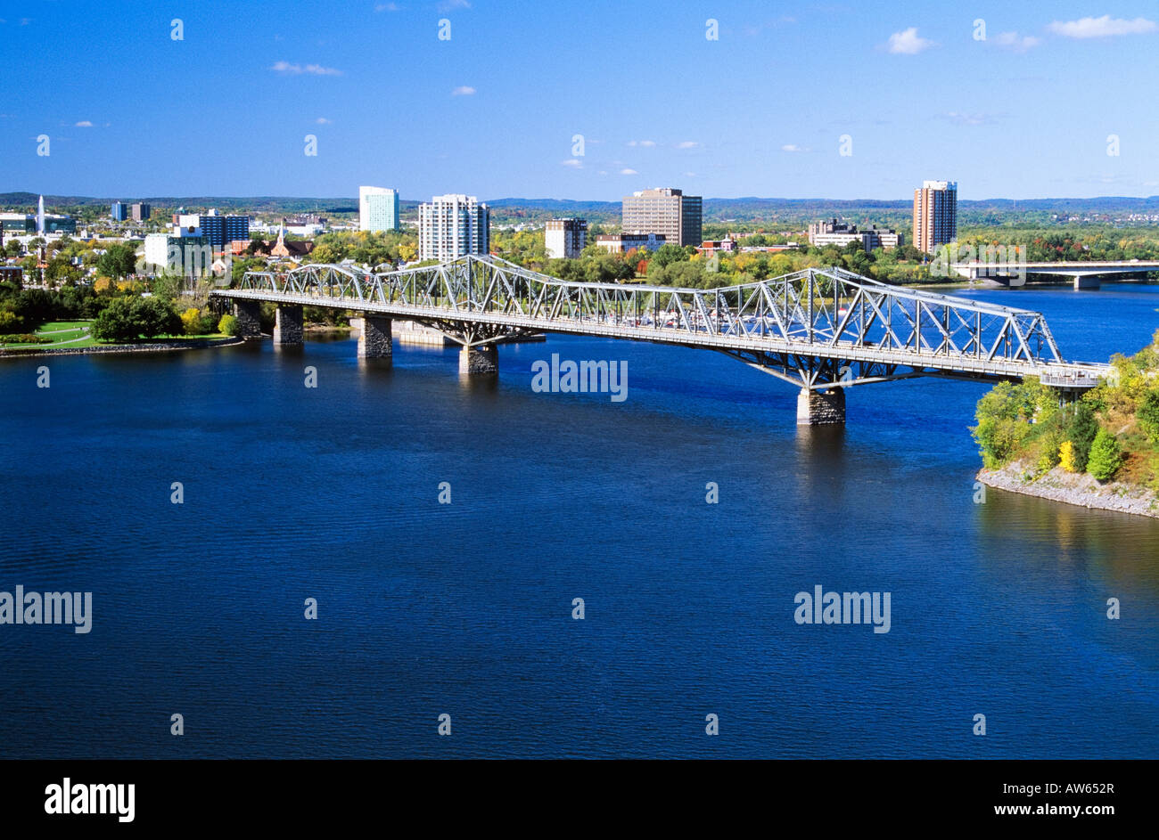 Ottawa River, Canada, Royal Alexandra Interprovincial Bridge spanning ...