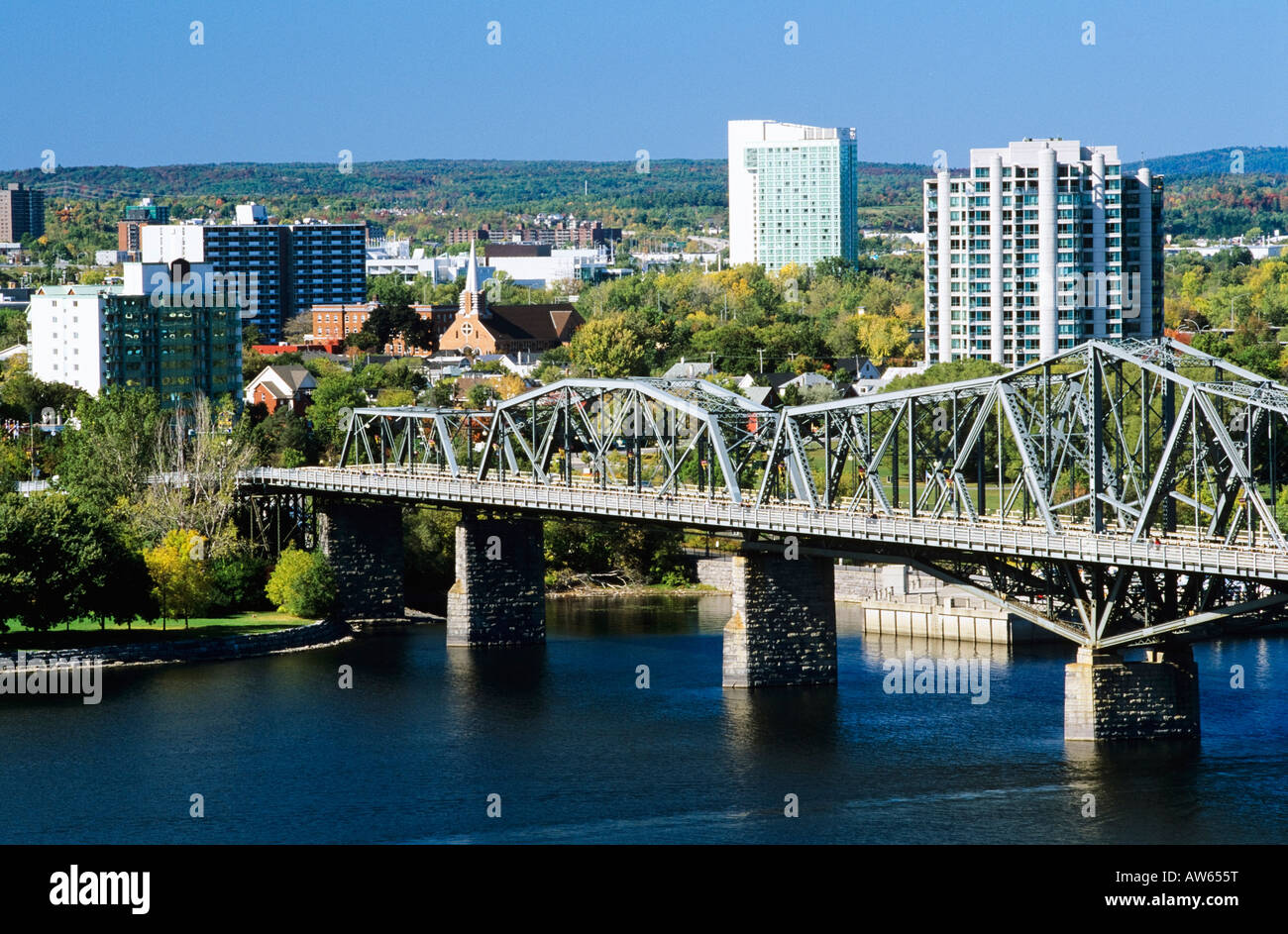 View of Hull and the Alexandra Bridge spanning the Ottawa River, Ottawa ...