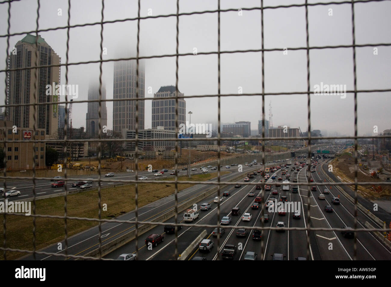 Down town atlanta GA Georgia rush hour traffic in high rise block ...