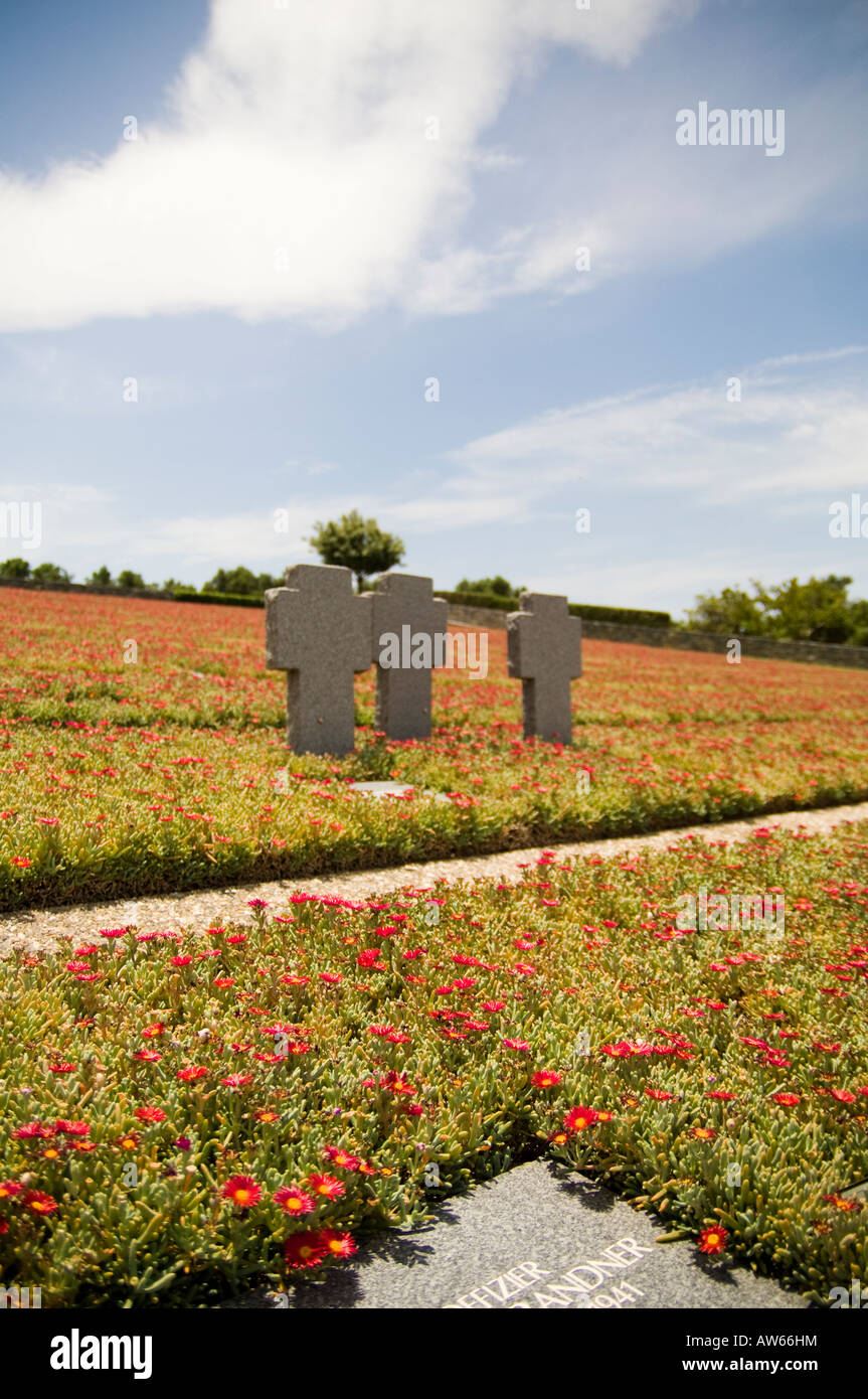 Headstones at the German war cemetery in Maleme, Crete, Greece Stock ...