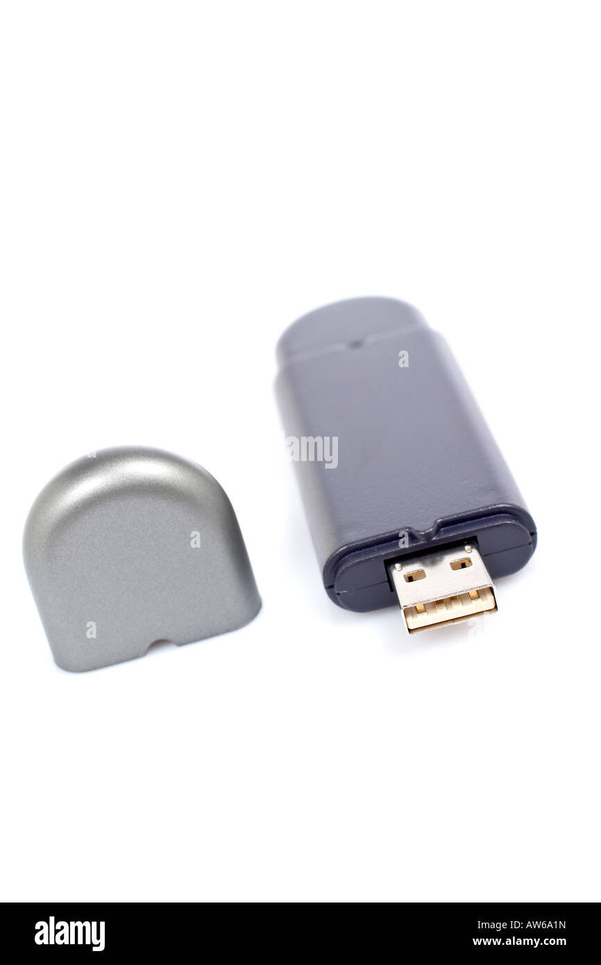 Portable flash usb pen drive memory reflected on white background ...