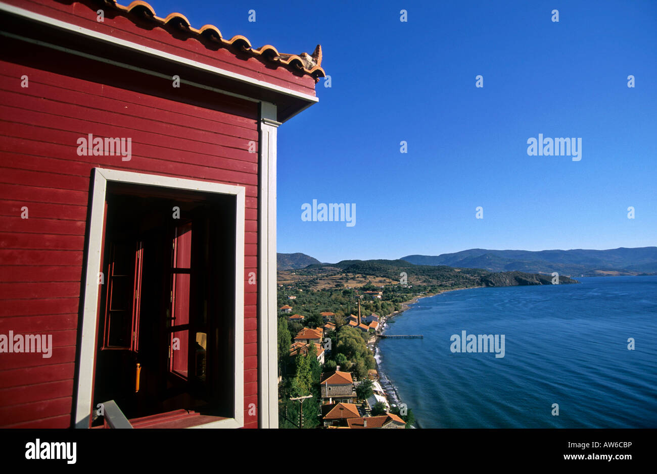 greece northern aegean mytilini island view of molyvos beach Stock ...