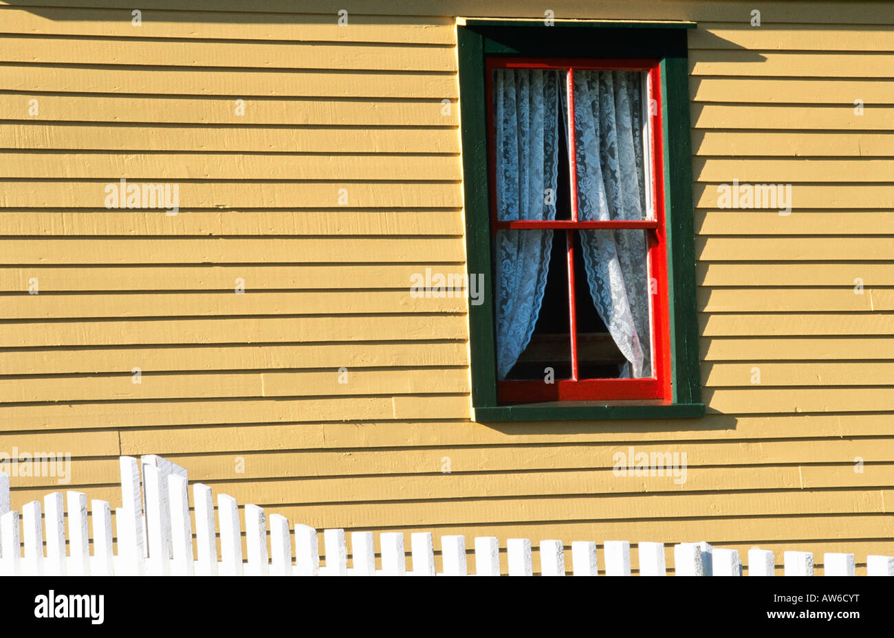 A window and a white picket fence Stock Photo - Alamy