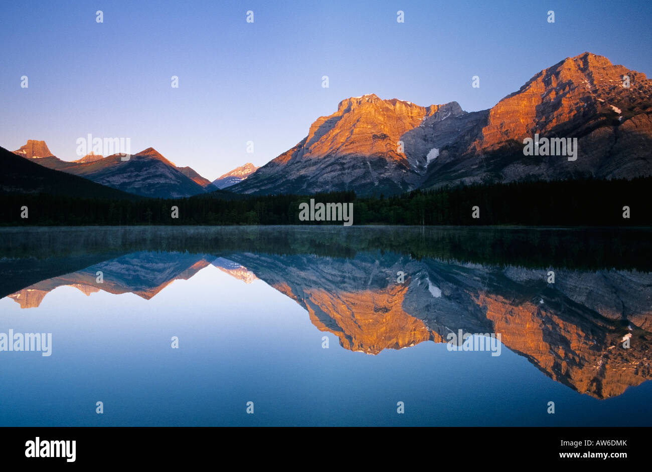 Mount Kidd reflected in Wedge Pond, Kananaskis Country, Alberta, Canada ...