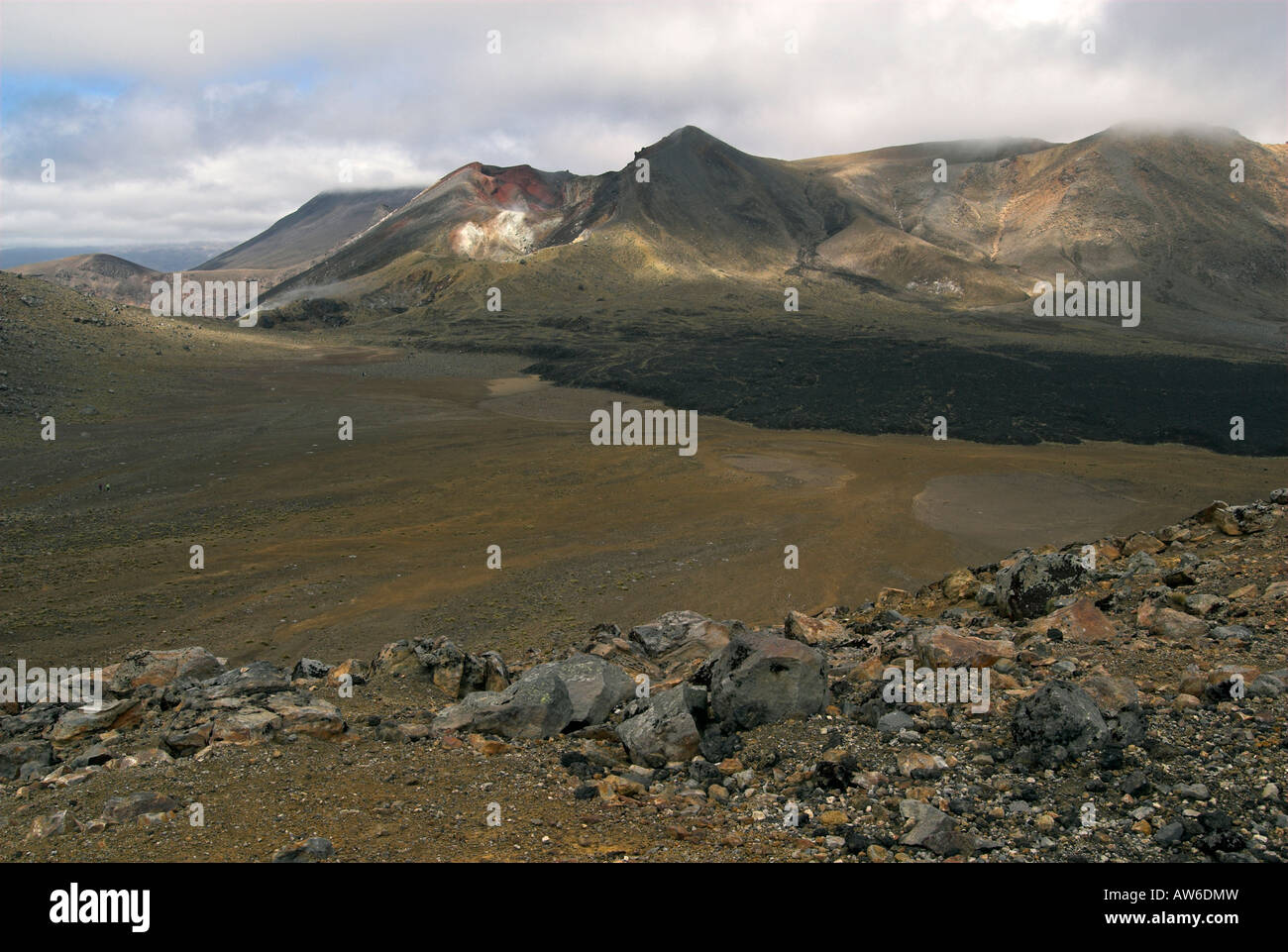 Central Crater arear towards Mt Tongariro, North Island, New Zealand ...