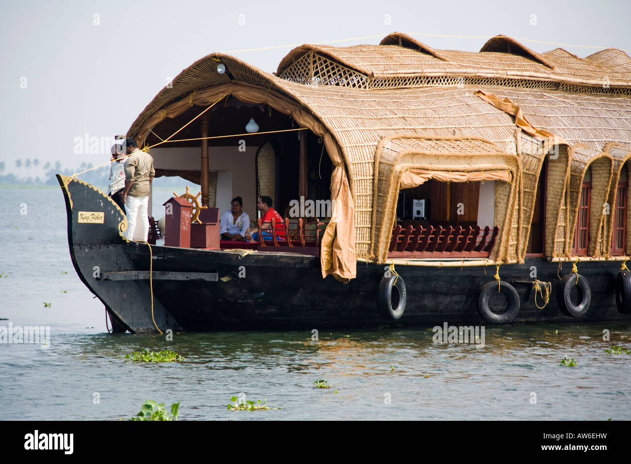 Tourists, Kettu Vallam houseboat, Kuttanad Backwaters, near Kainakary ...