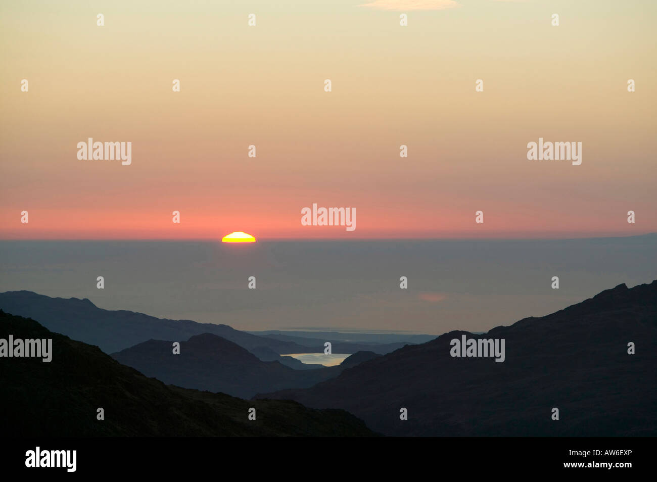 Swirl Howe at sunset Lake District UK looking towards the Isle of Man ...