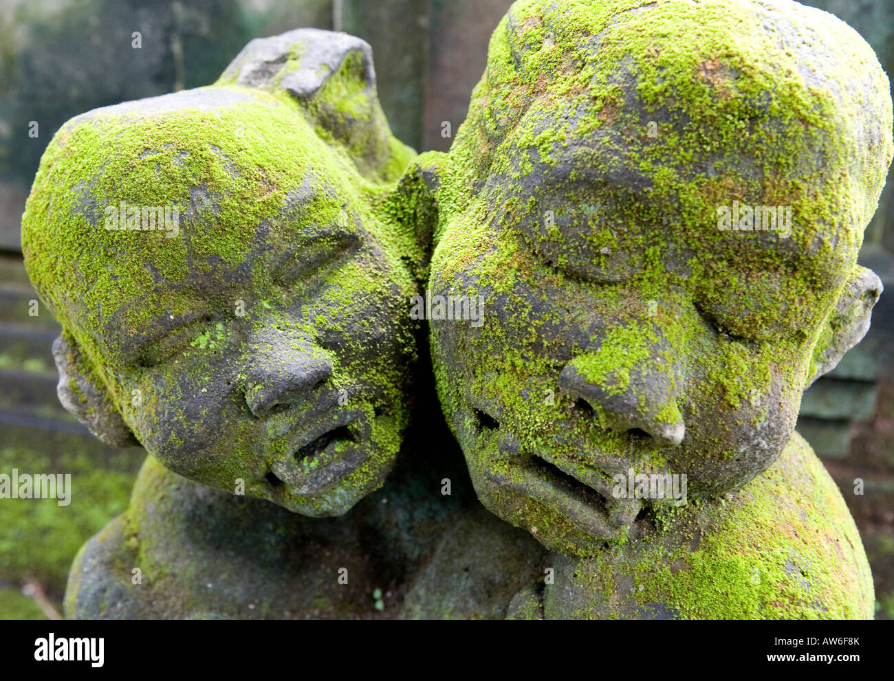 Moss Covered Statues Outside The Temple In The Monkey Forest Ubud Bali ...