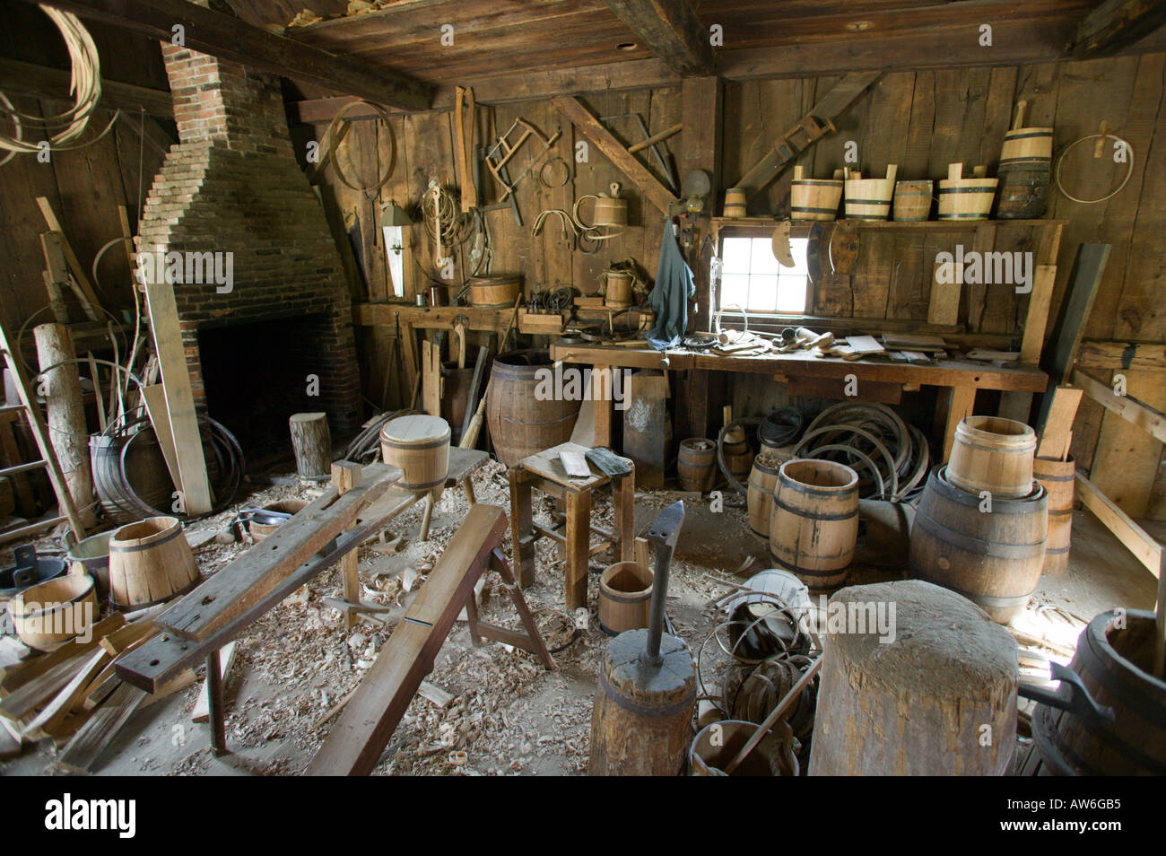 Interior of Cooper Shop Old Sturbridge Village History Museum of New ...