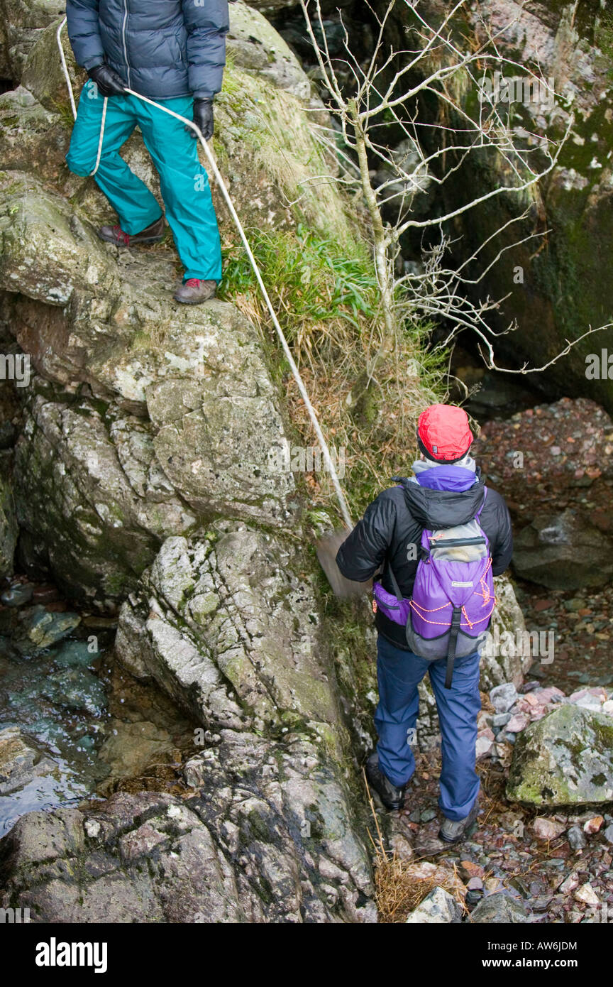 Gully scrambling in Dungeon Ghyll in the Lake district UK Stock Photo ...