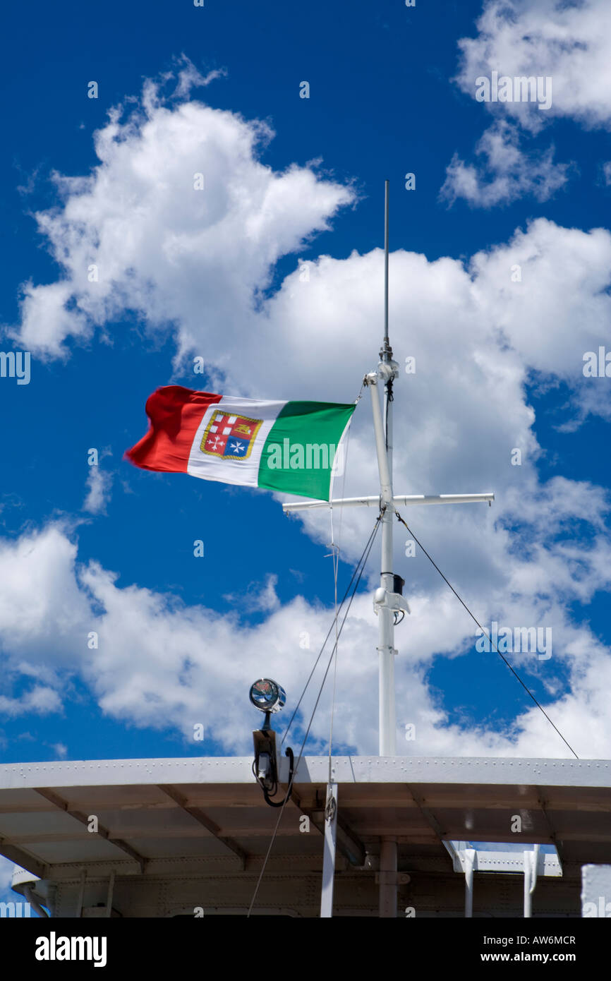 Italian flag on a lake ferry on Lake Como, Italy Stock Photo - Alamy