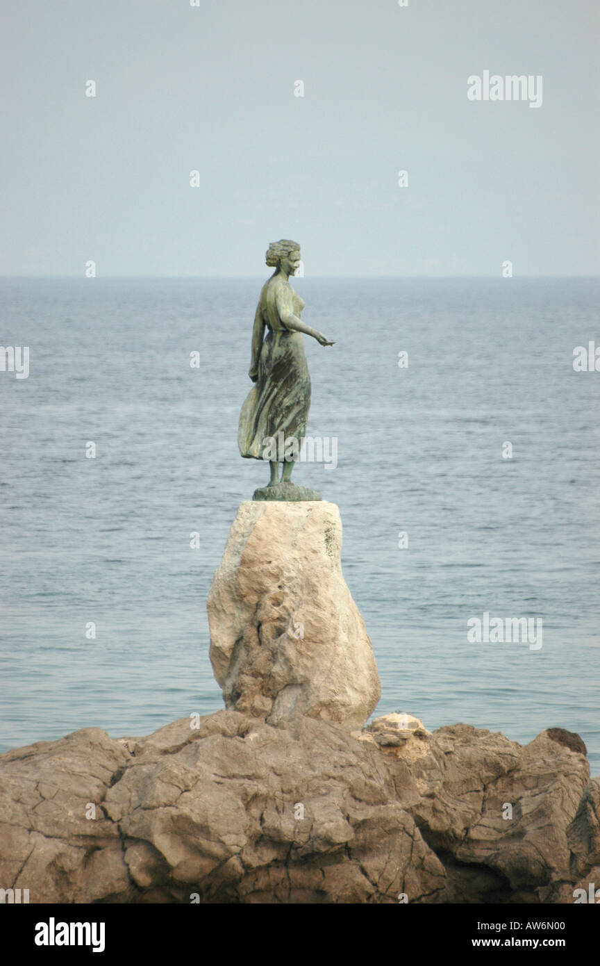 Lady with seagull statue Stock Photo - Alamy