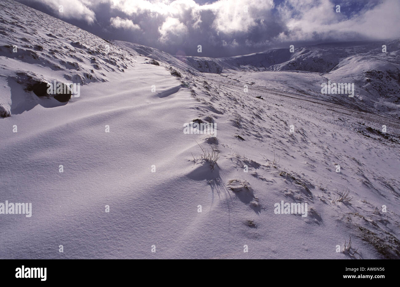Snow in the Snowdonia National Park. Looking towards the Carneddau ...