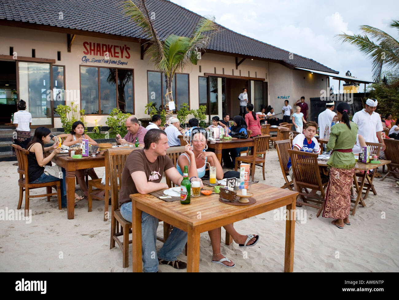 Sharkeys Fish Restaurant At Jimbaran Beach Bali Indonesia Stock Photo ...