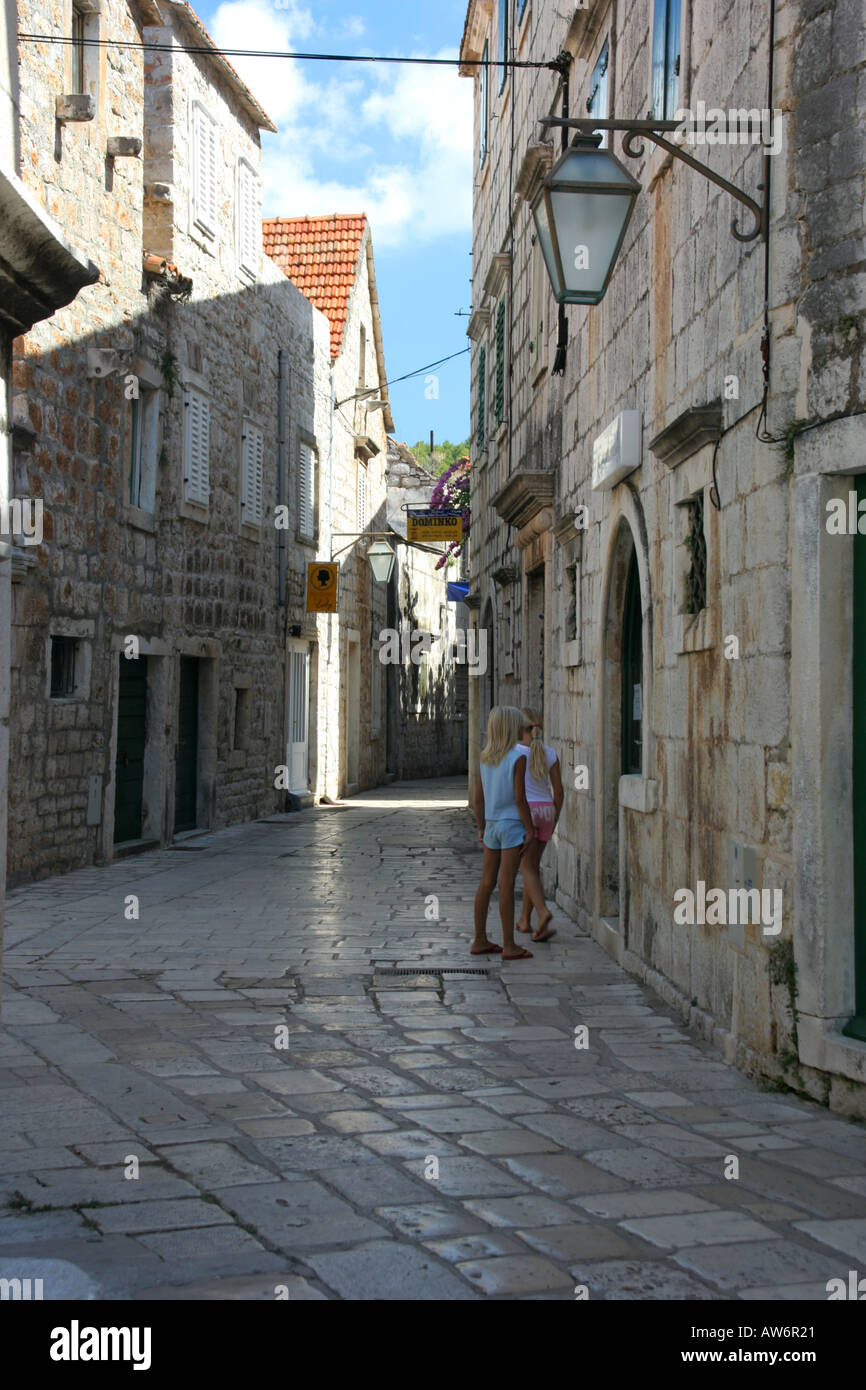 A narrow street in Jelsa town on Hvar Island Stock Photo - Alamy